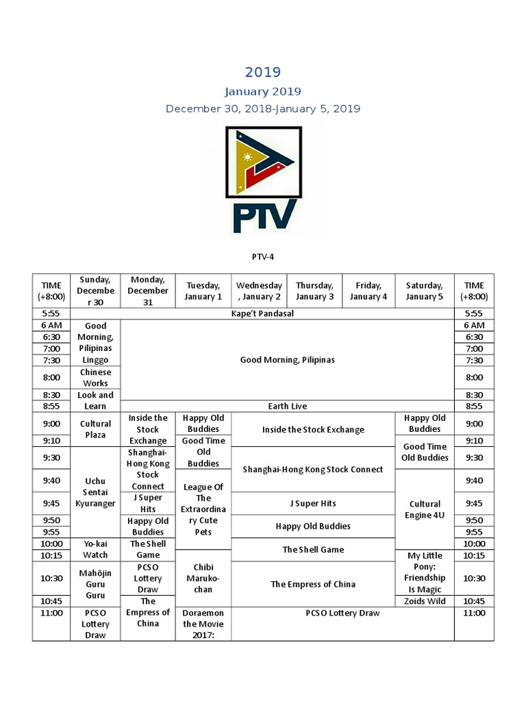 Metro Channel Schedule (2019) | PDF