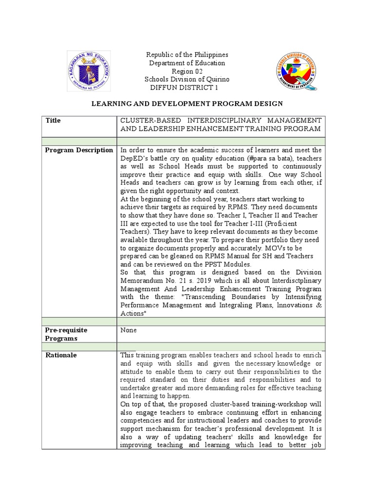 Learning and Development Program Design Title | Download Free PDF ...