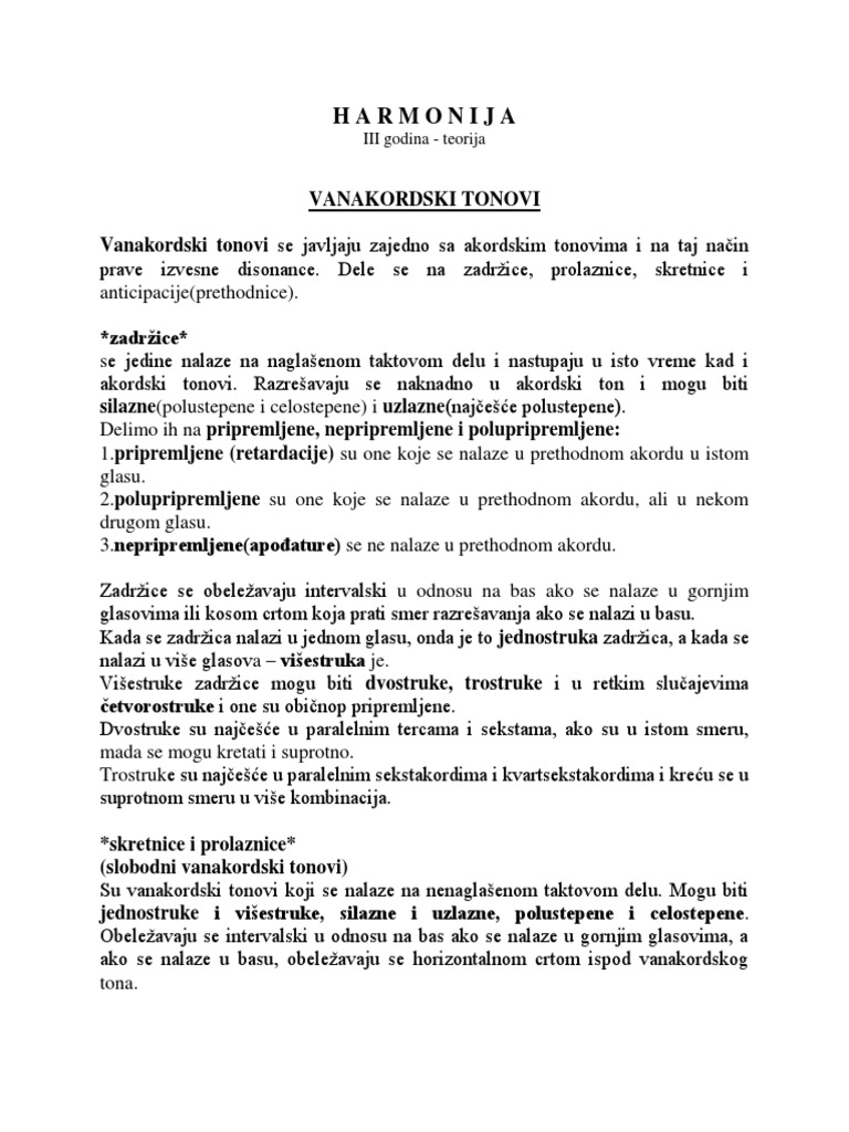 Harmonija - III Godina SMŠ | PDF