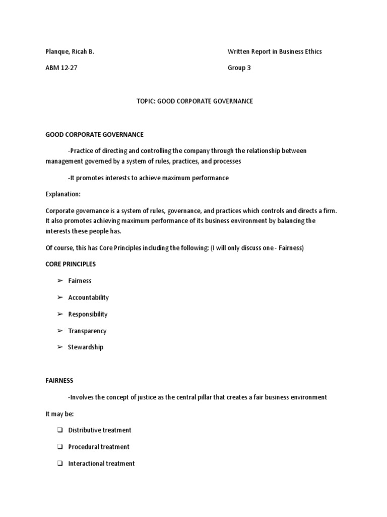 Understanding Good Corporate Governance | PDF