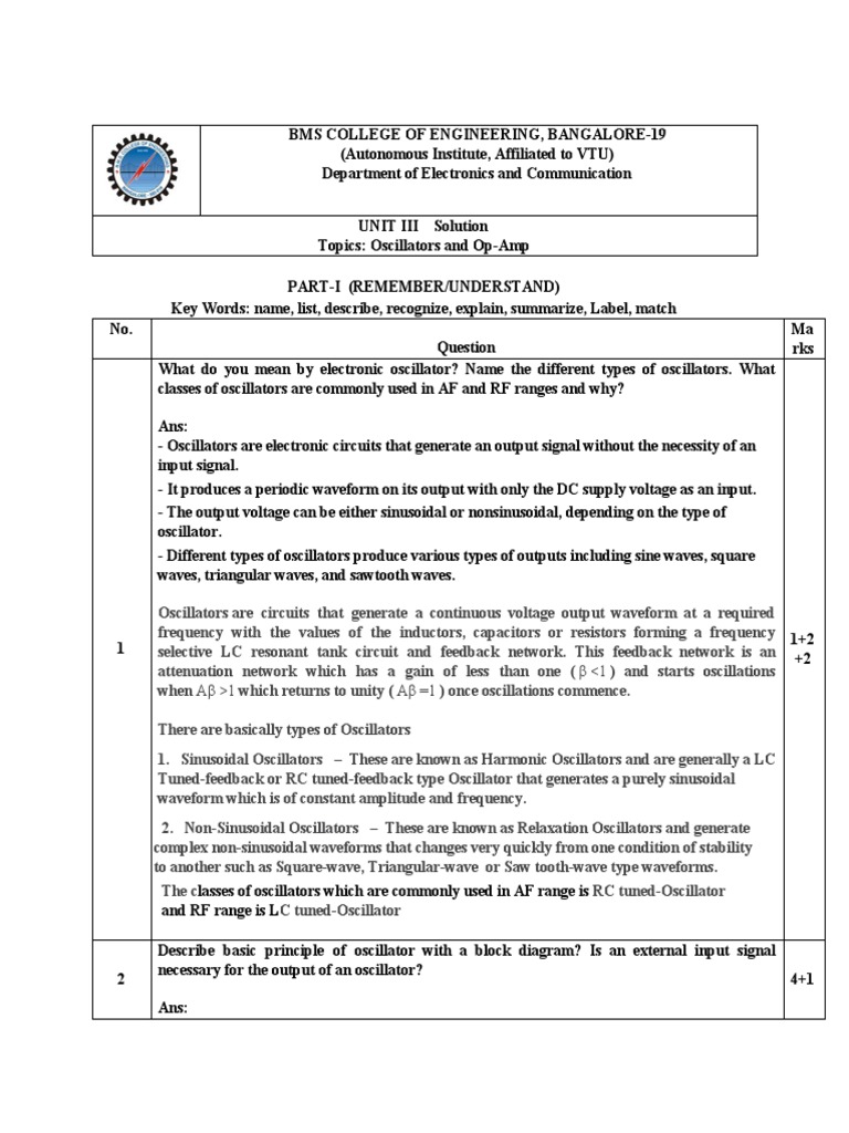 Scheme Eee Unit3 QB | PDF | Operational Amplifier | Electronic Oscillator