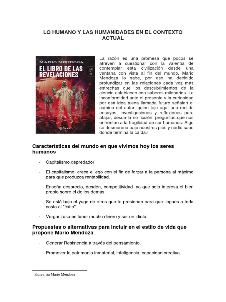 Lo Humano y Las Humanidades en El Contexto Actual | PDF | Homo Sapiens | Capitalismo