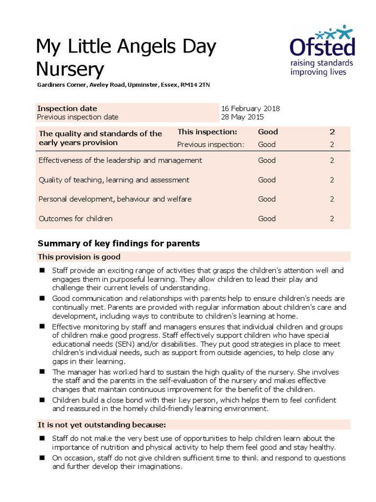 OFSTED Report 2018 | PDF | Child Care | Relationships