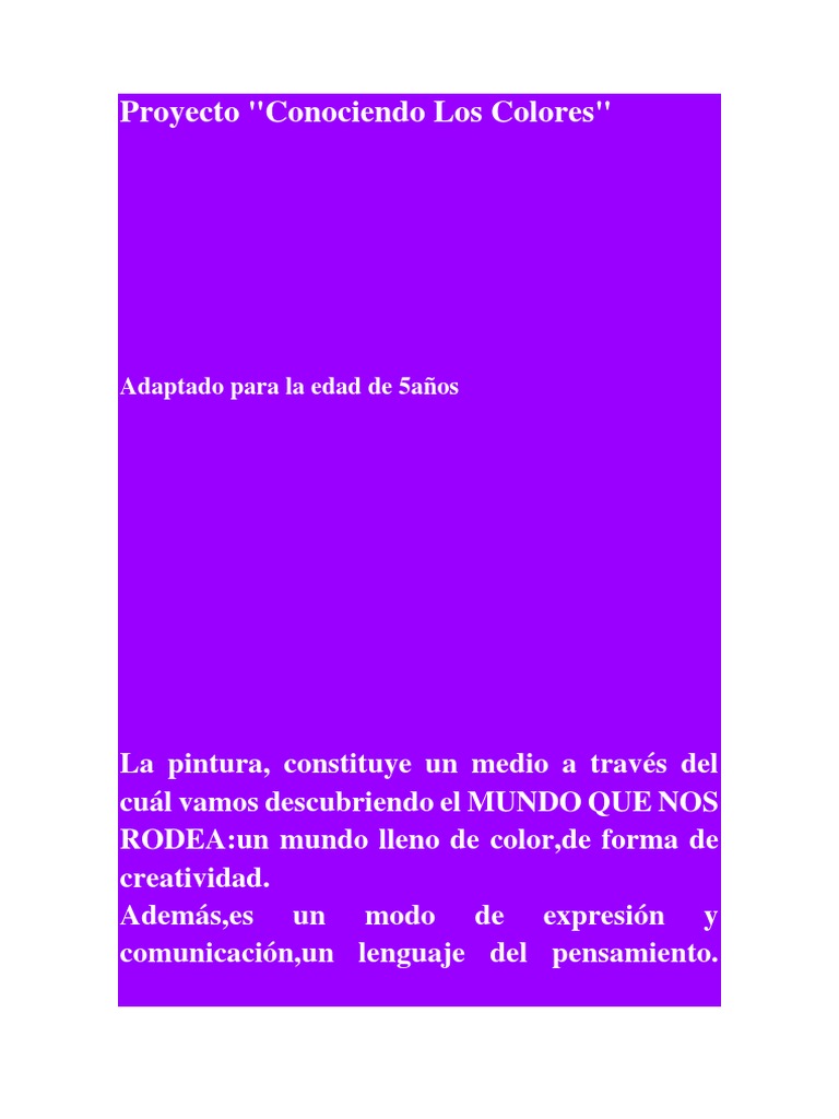 Proyecto "Conociendo los Colores" | PDF | Cian | Color