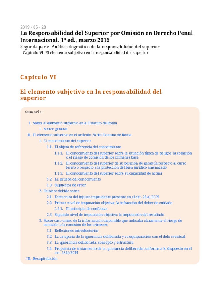 El Elemento Subjetivo en La Respo Del Superior. | PDF | Intención ...