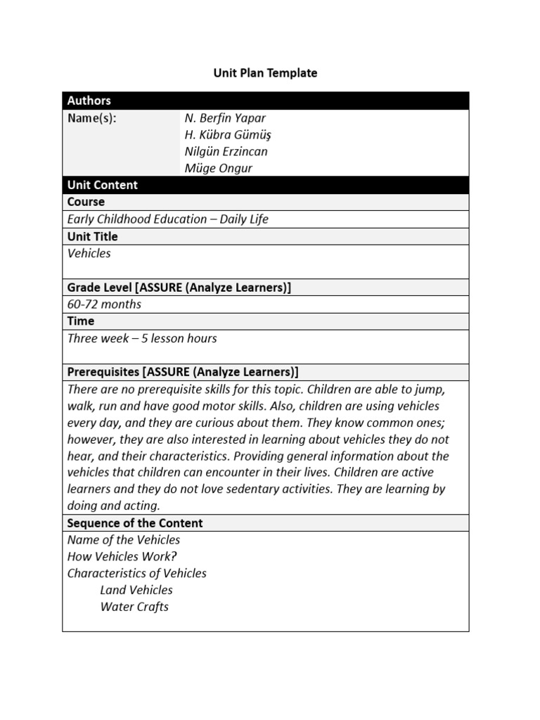 Early Childhood Vehicle Exploration | PDF