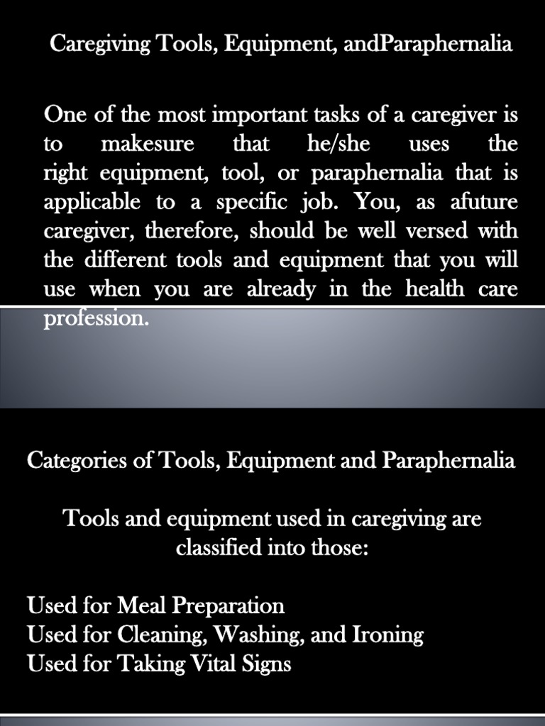 Caregiving Tools and Equipment Overview | PDF | Science & Mathematics