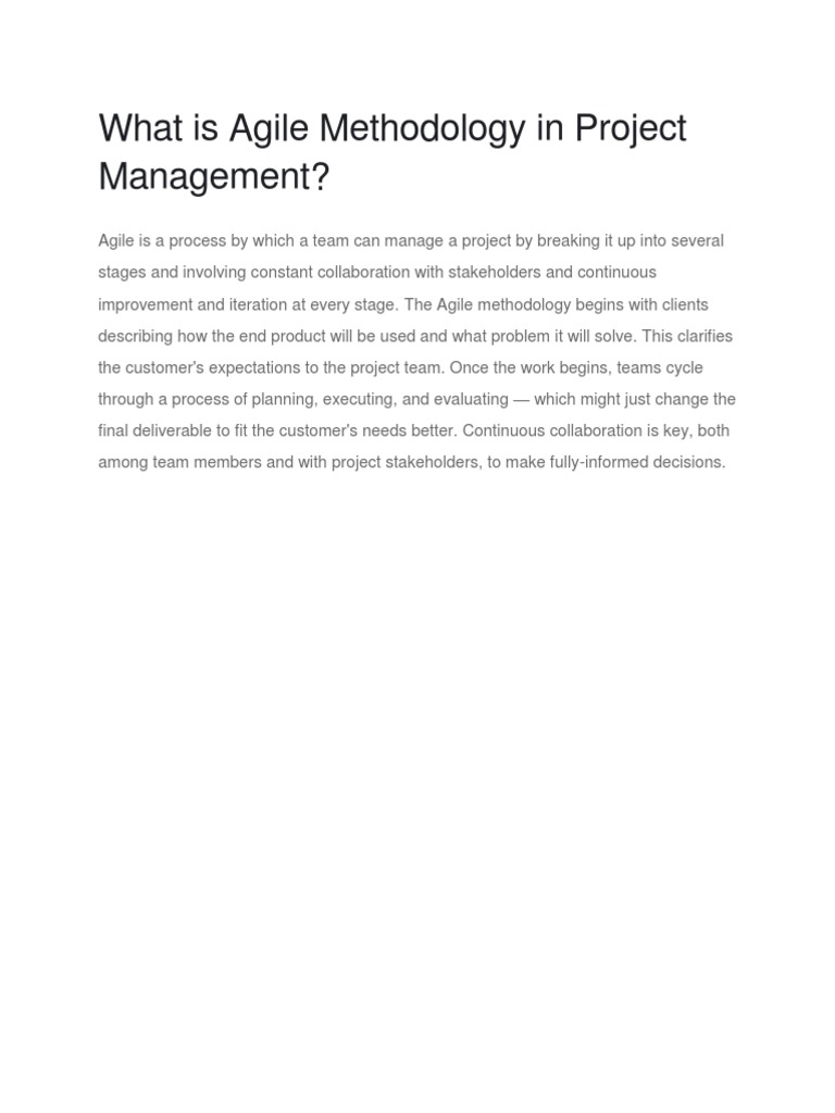 What Is Agile Methodology | PDF | Agile Software Development | Software ...