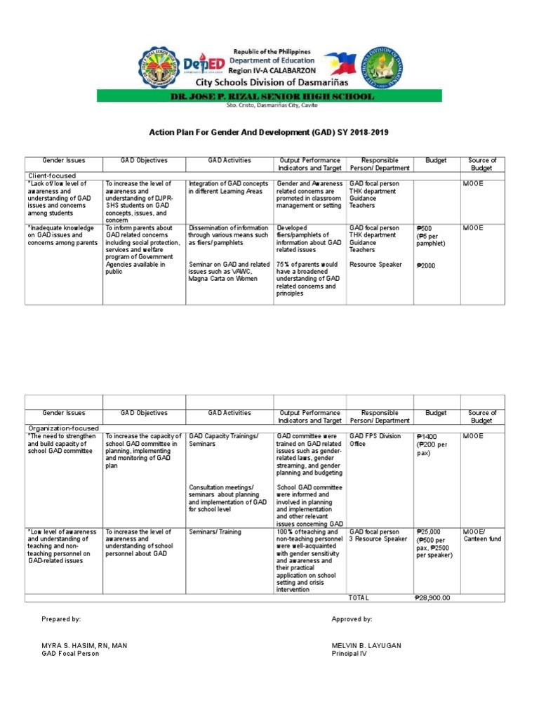 Action Plan For Gender and Development | PDF | Behavior Modification ...