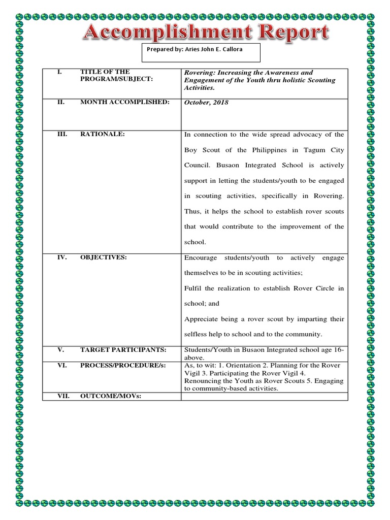 Accomplishment Report Rover | PDF