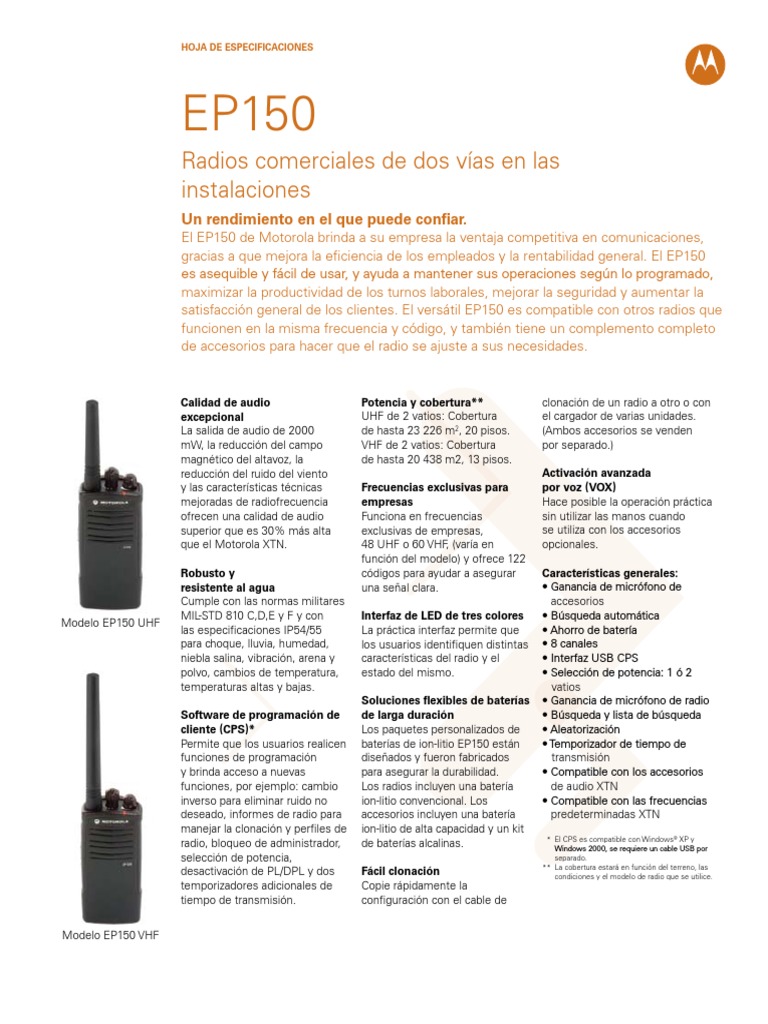 EP150 | PDF | Radio | Frecuencia ultra alta