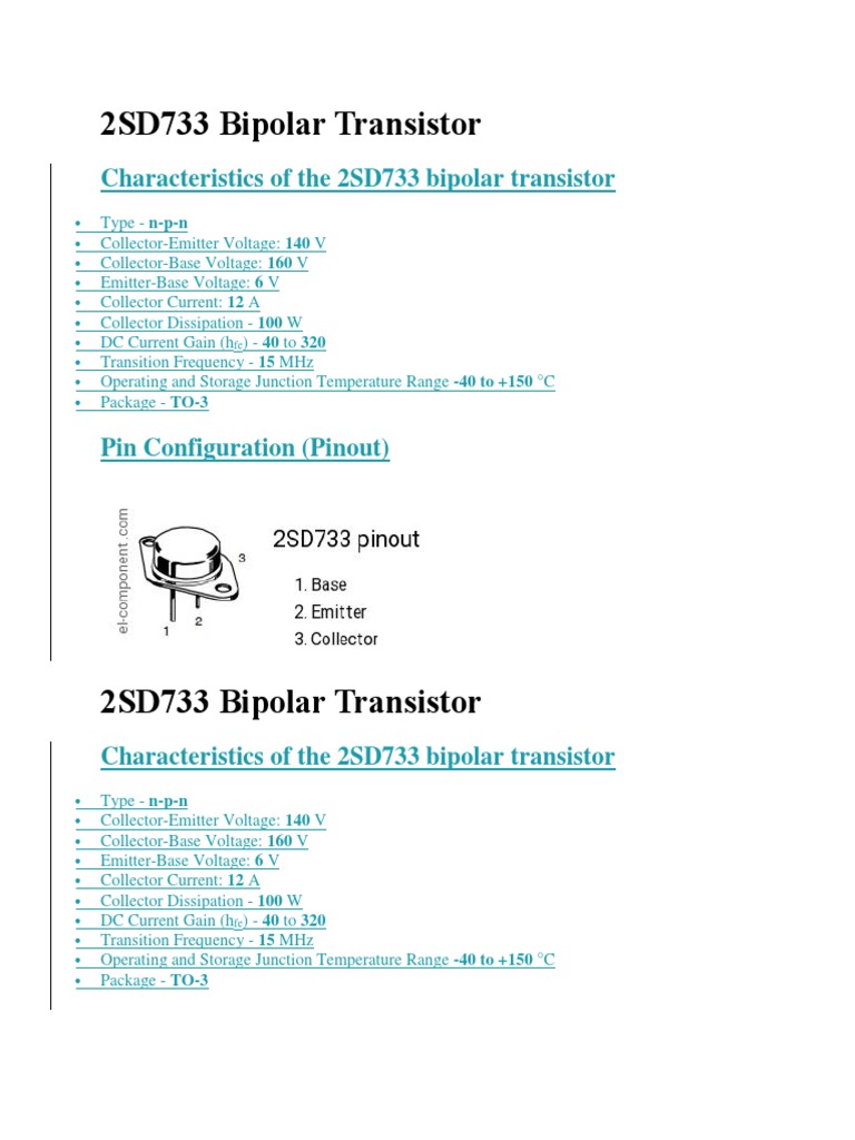 Bipolar Transistor d733 | PDF