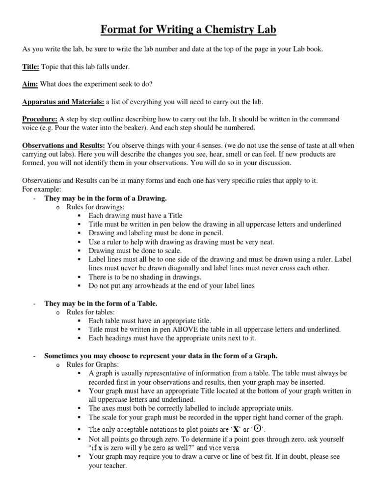 Chemistry Lab Report Guide | PDF | Drawing | Gases