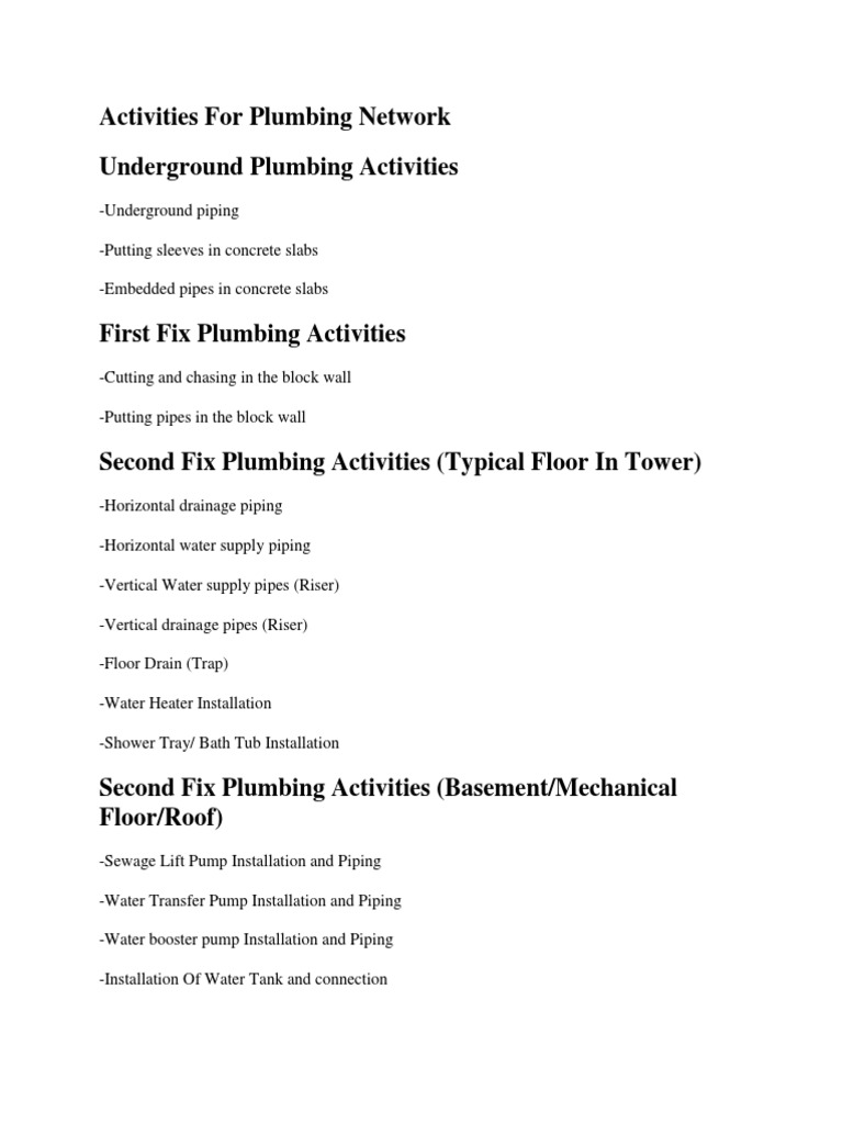 Activities For Plumbing Network PDF | PDF | Plumbing | Building Technology