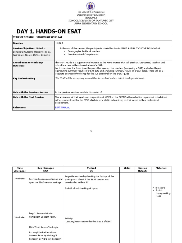 Hands On ESAT Session Guide | PDF | Educational Technology | Cognitive ...