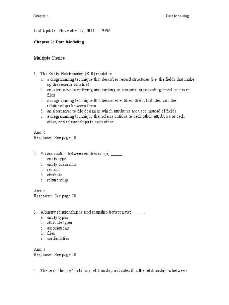 Chapter 2: Data Modeling | PDF | Data Model | Information Technology ...