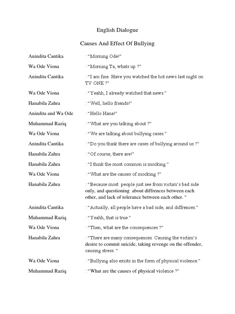 English Dialogue | PDF | Bullying | Problem Behavior