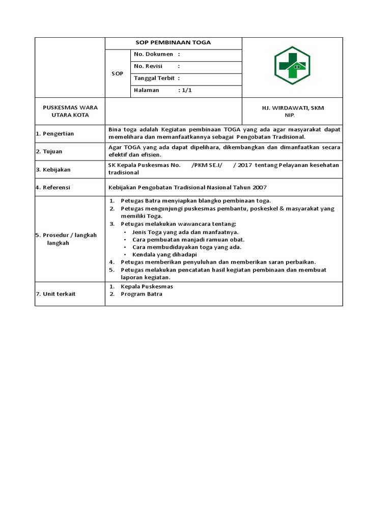 Sop Pembinaan Toga | PDF