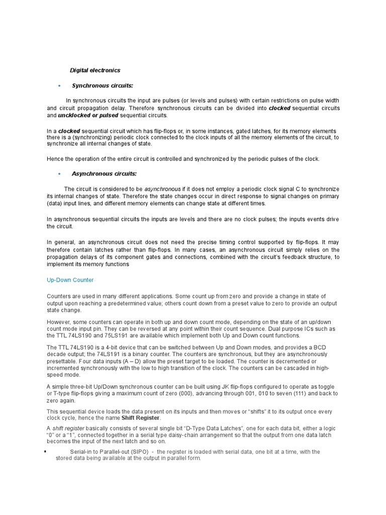Synchronous vs Asynchronous Circuits | PDF | Electrical Engineering ...