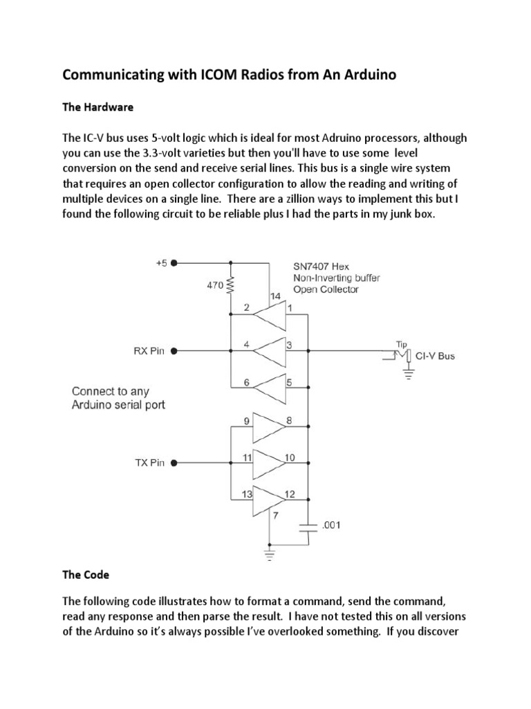 Controlling An Icom Radio With An Arduino Code And Circuit For Communicating Via The Ci V