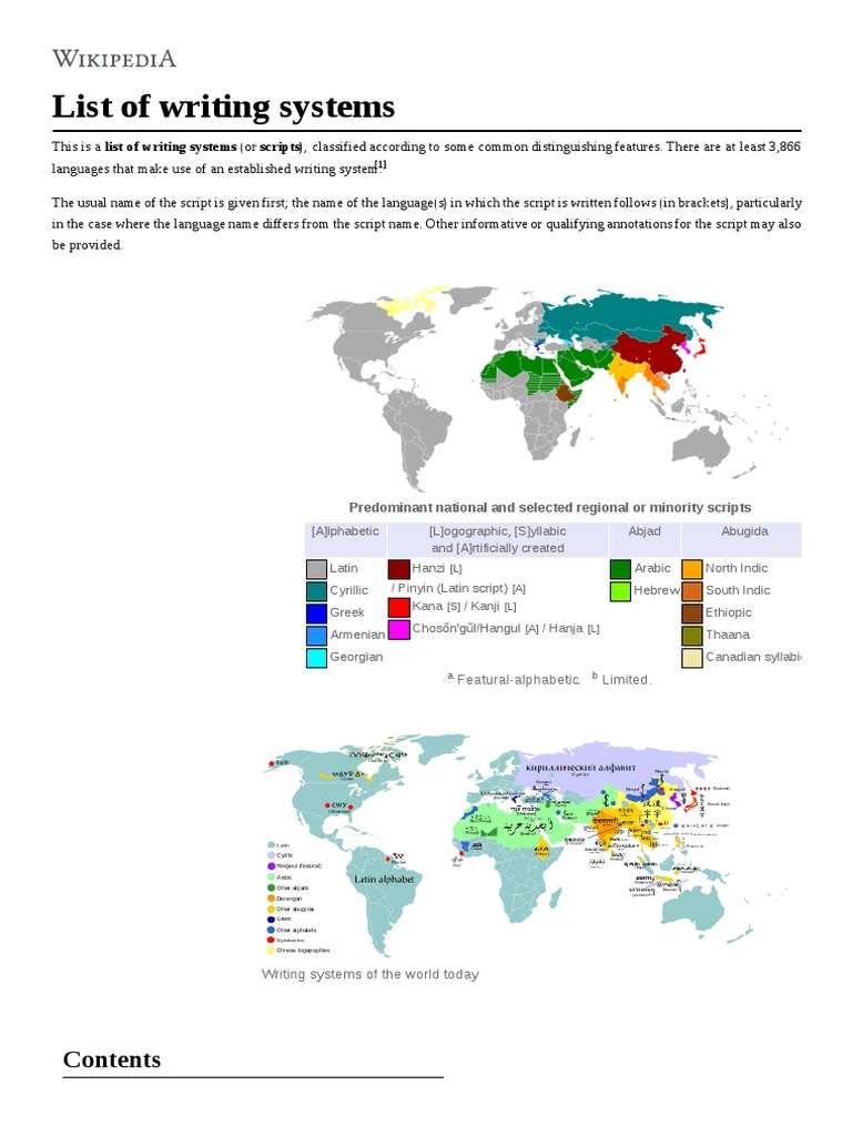 List of Writing Systems | PDF | Alphabet | Writing