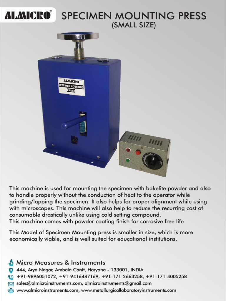 ALMICRO Specimen Mounting Press (Small Size) | PDF