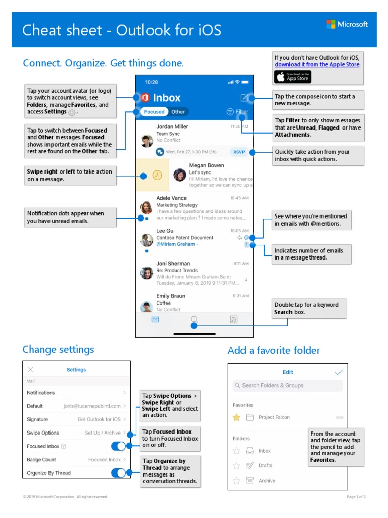 Cheat Sheet - Outlook For iOS Cheat Sheet - Outlook For iOS: Connect. Organize. Get Things Done ...
