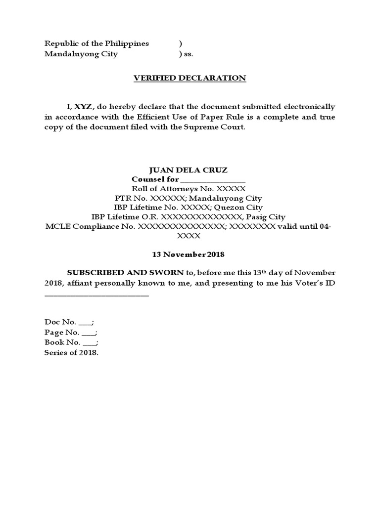 Verified Declaration for Supreme Court Filing | PDF