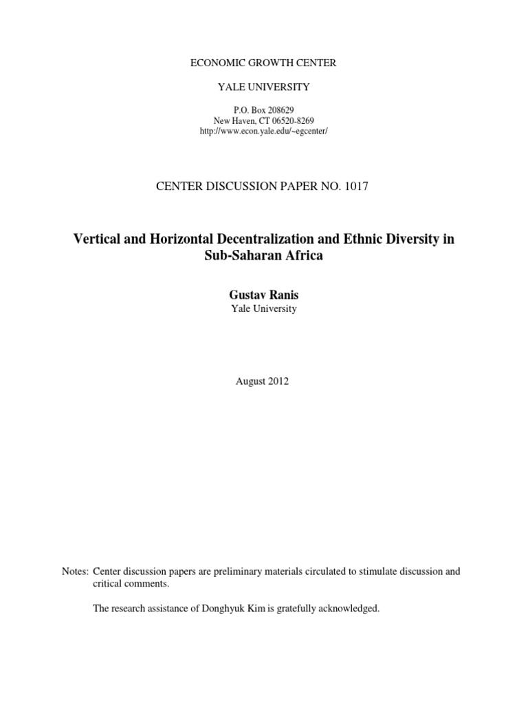 Vertical and Horizontal Decentralization and Ethnic Diversity in Sub ...