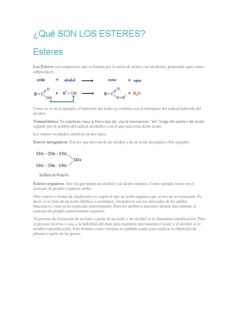 ¿Qué son los ésteres y sus usos? | PDF | Ester | Química Orgánica