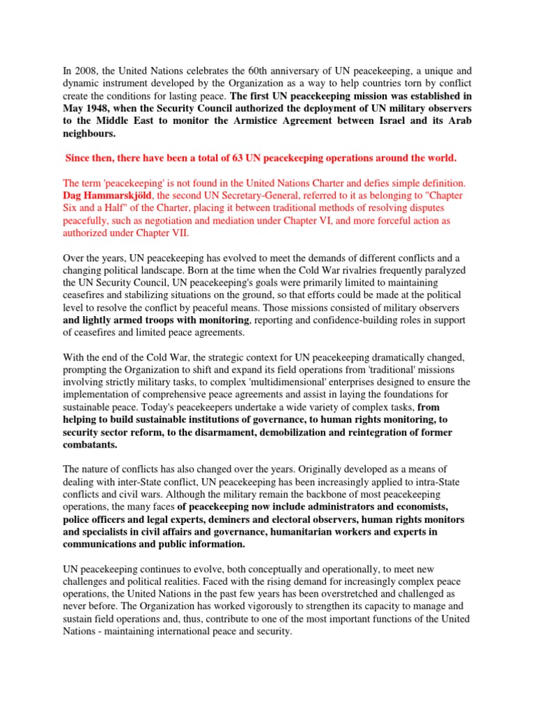 Peace Keeping Start Important | PDF | Peacekeeping | United Nations