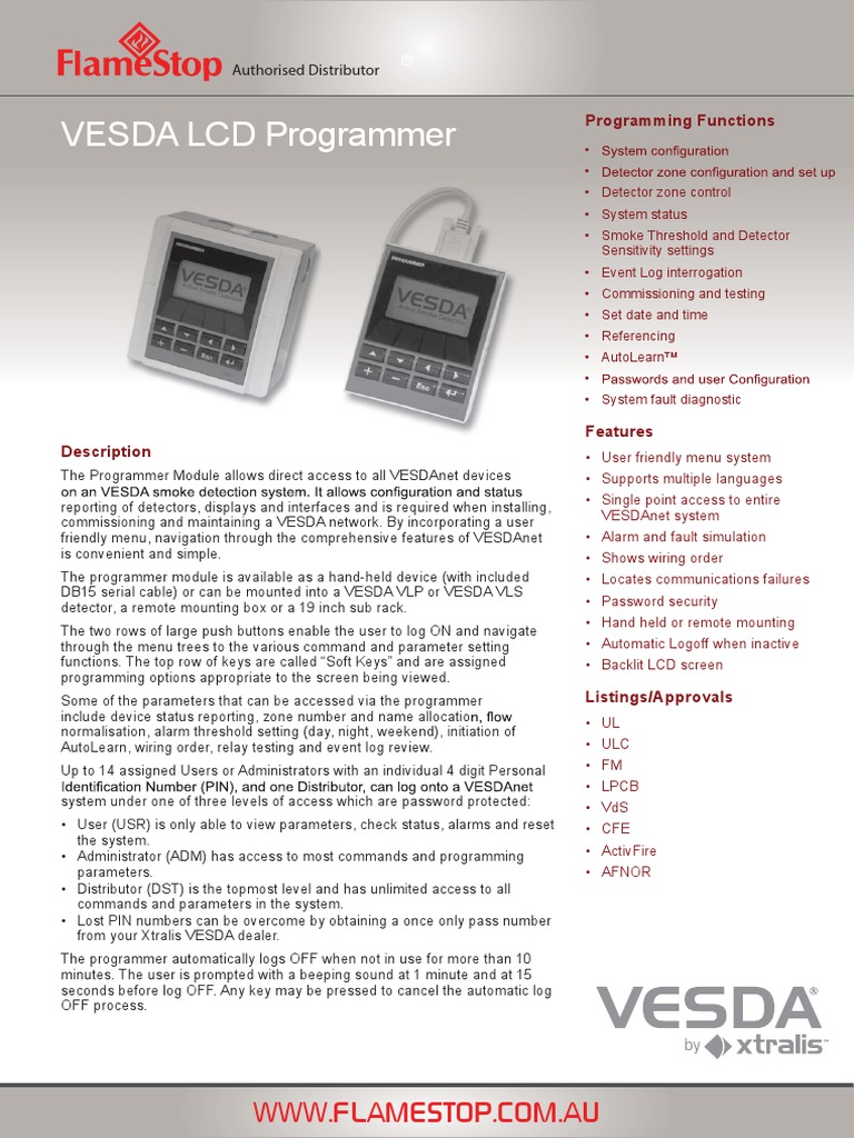 VESDA-LCD-Programmer - TDS 2019 © | PDF | Electrical Connector | Menu ...