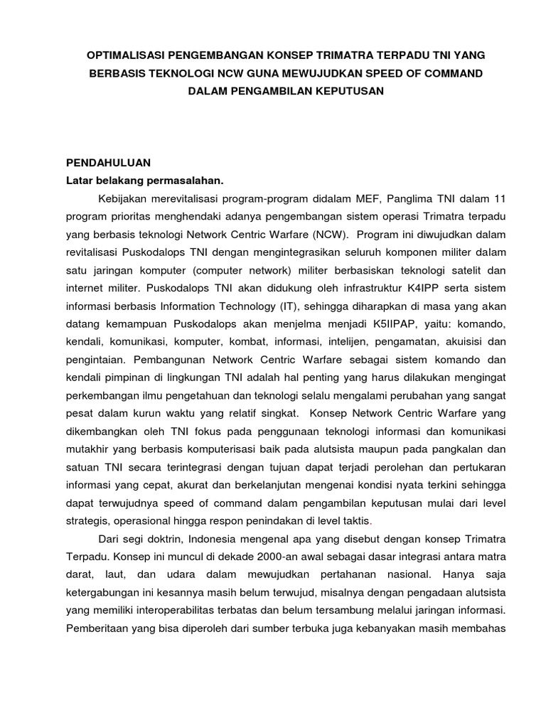 Optimalisasi NCW untuk Trimatra TNI | PDF
