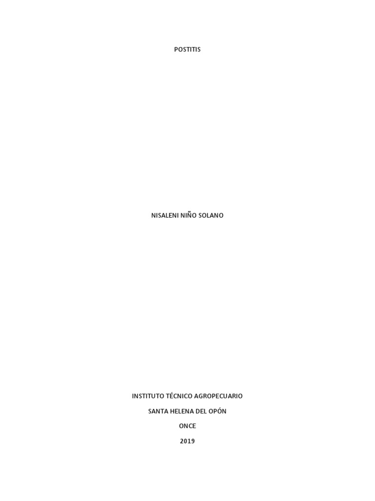 Tratamiento y Prevención de Postitis | PDF | Epidemiología | Ciencias ...