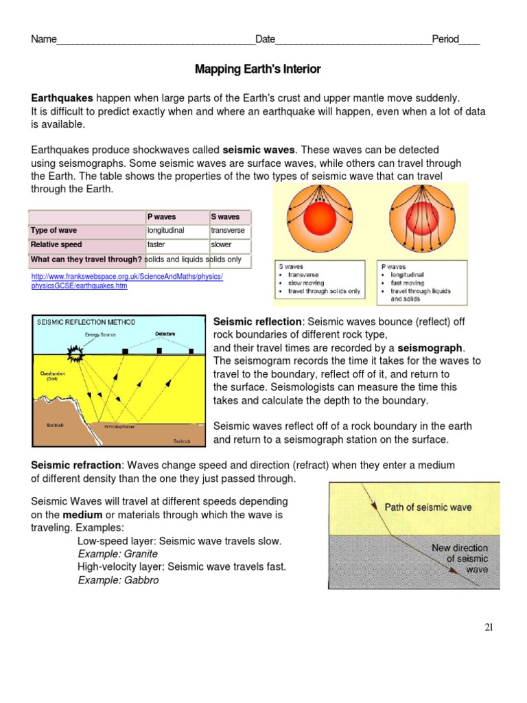 Mapping Earths Interior Extract | PDF | Seismology | Structure Of The Earth