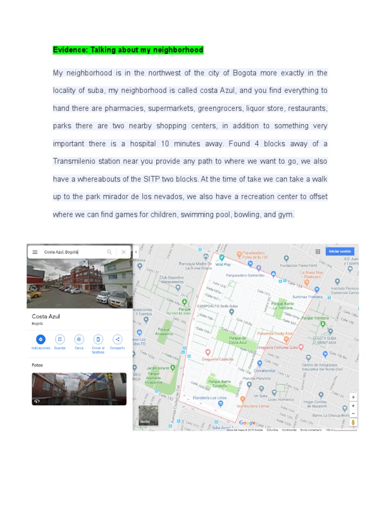 Talking About My Neighborhood | PDF