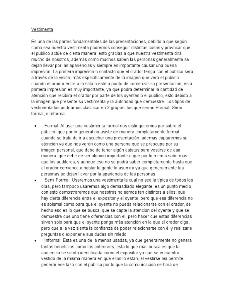 Vestimenta (Comunicacion Efectiva) | PDF | Ropa | Science