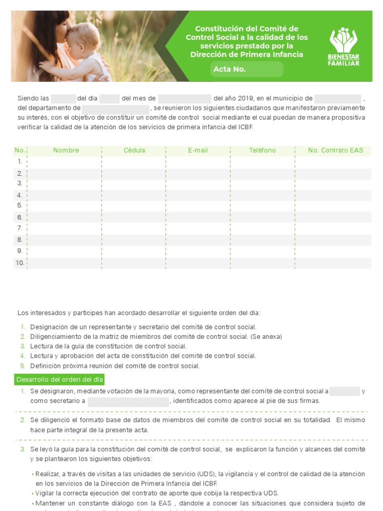 FORMATO DE ACTA DE CONFORMACIÓN COMITÉ DE CONTROL SOCIAL (1).pdf | Gobierno | Política