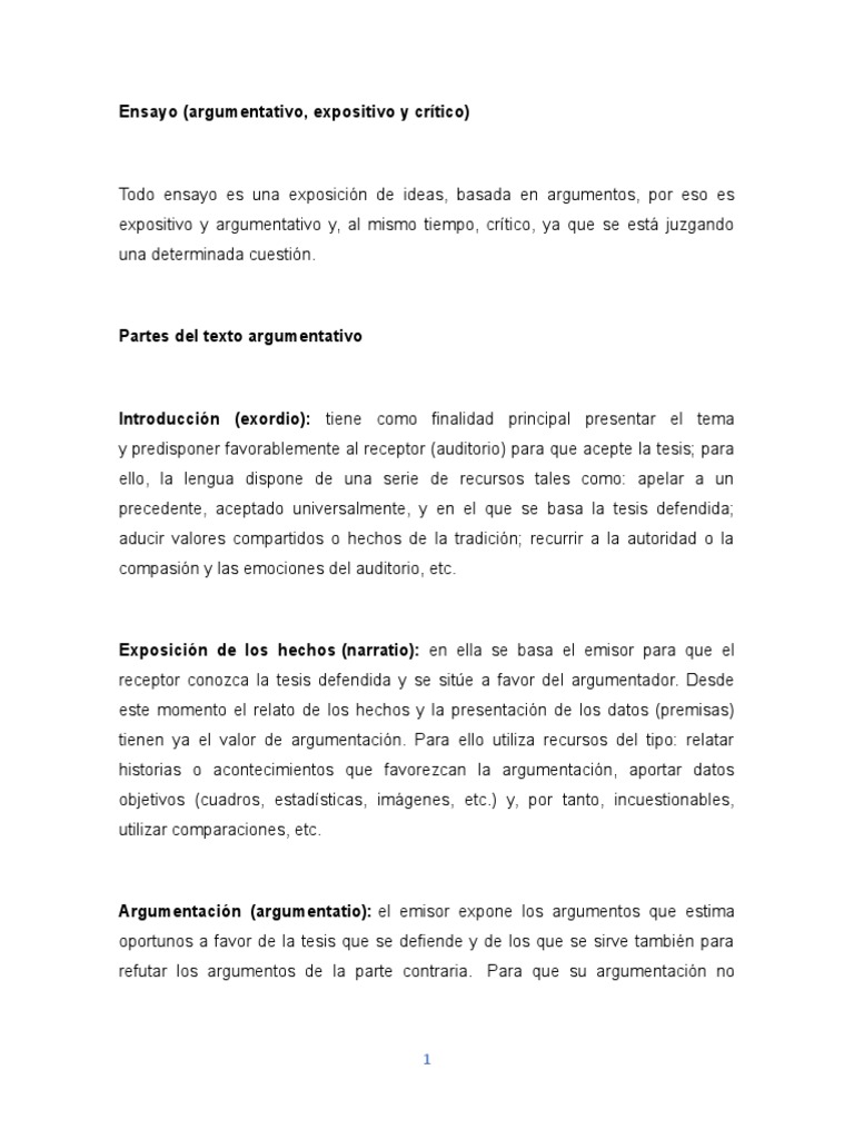 Ensayo Expositivo-Argumentativo y Tipos de Argumentos | Argumento | Ensayos