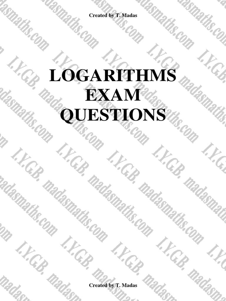 Logarithms Exam Questions PDF | PDF | Logarithm | Equations