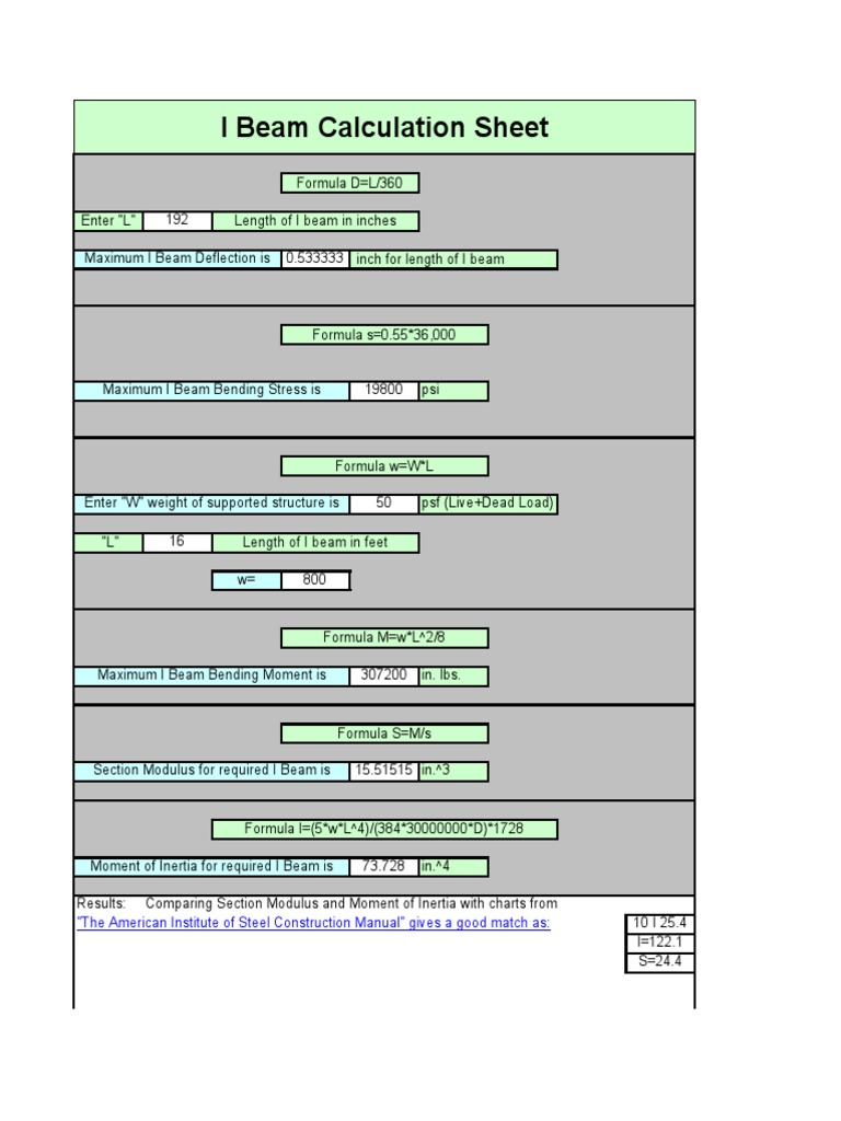 I Beam Calculation and Design Guide | PDF