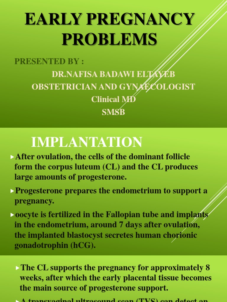 Early Pregnancy Complications Guide | PDF | Miscarriage | Implantation ...