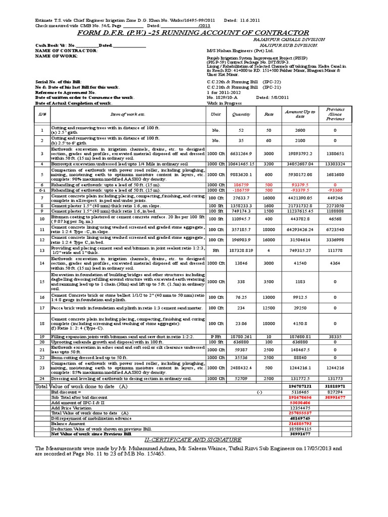 22th Running Bill PCKG 3 | Download Free PDF | Concrete | Soil