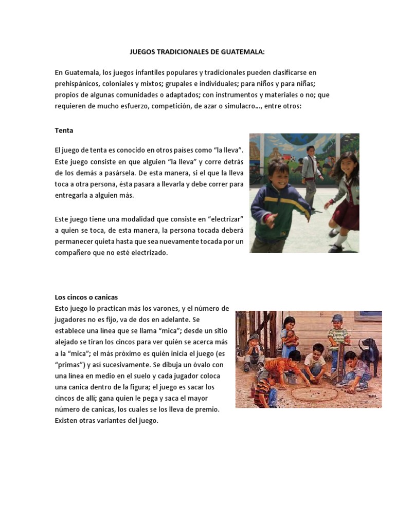 Juegos Tradicionales de Guatemala | PDF | Ocio