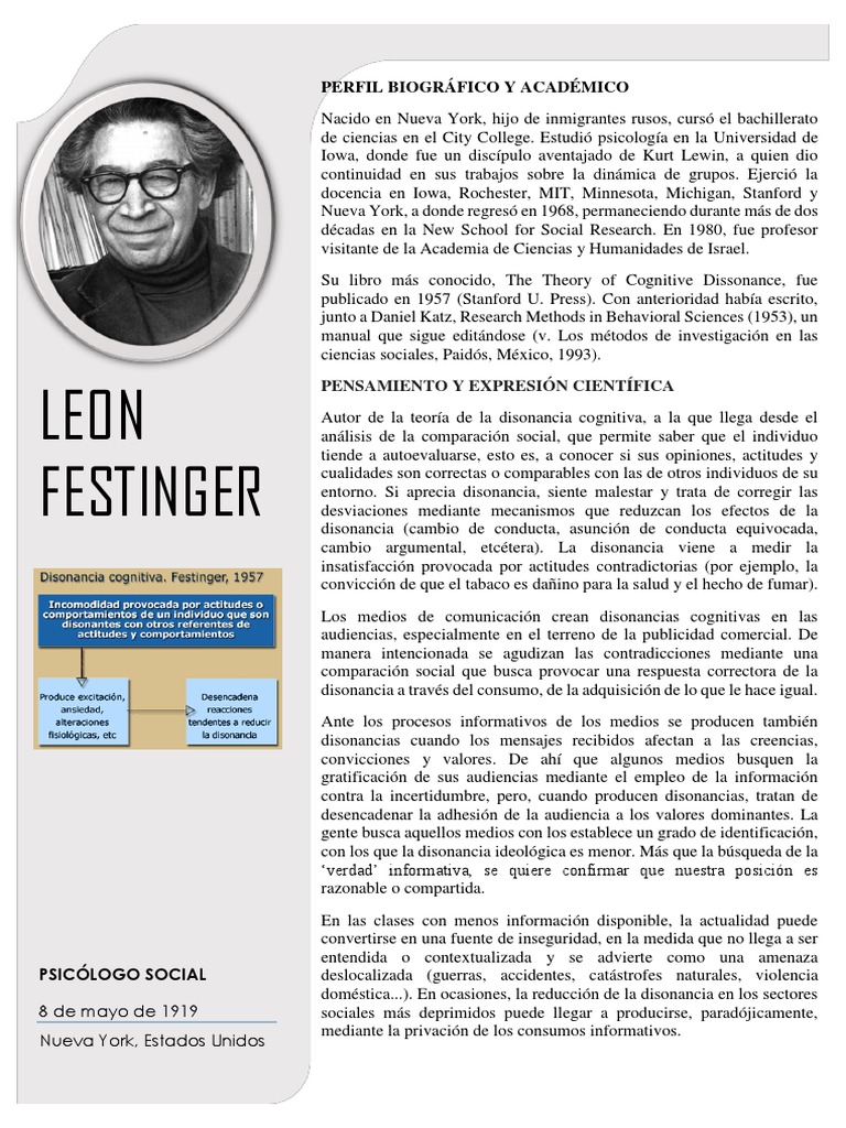 Leon Festinger | PDF | Psicología Social | Sicología