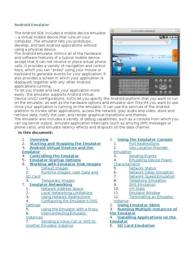 Android Emulator: in This Document | PDF | Proxy Server | Command Line Interface