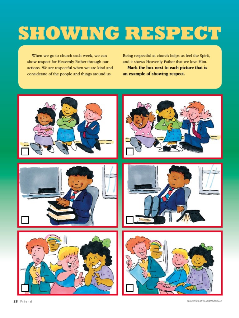 Showing Respect: Mark The Box Next To Each Picture That Is An Example ...