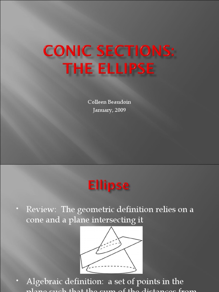 Conic Sections | PDF | Ellipse | Cartesian Coordinate System