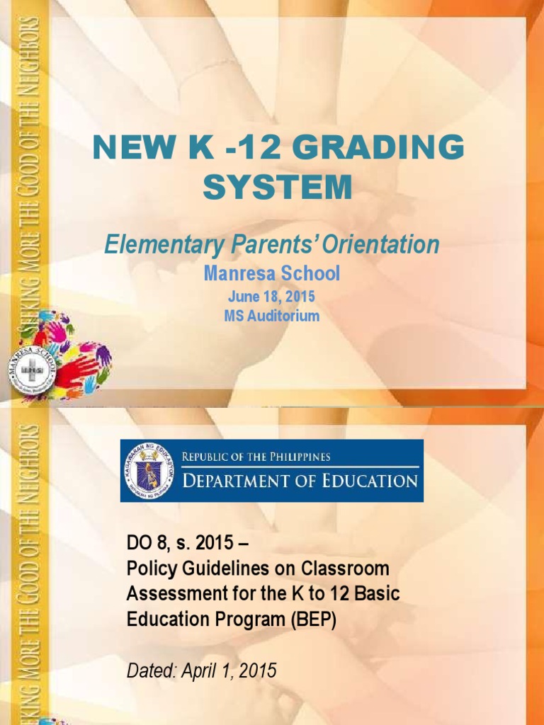 New K - 12 Grading System: Elementary Parents'Orientation | PDF ...