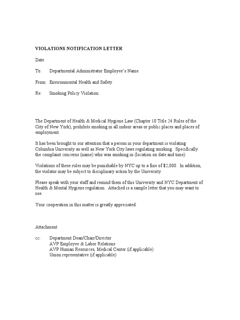 Violation Notification Letter | PDF | Employment | Public Sphere
